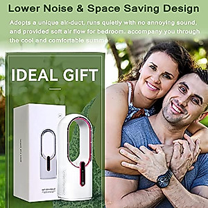 Misby Desk Fan Portable, Bladeless Fan Small Quiet with 3-Speed Options, Touch Control Usb Powered Cooling Table Fan for Home and Office (Rose)