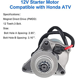 WATERWICH Starter Compatible with Tao Tao 125cc 110cc-50cc with Relay ATV Coolster Motor Coolster Four 4 Wheeler Chinese Pit Dirt Bike 4 Wheelers Go Karts Dune Buggy Sandrail Quad SSR Roketa