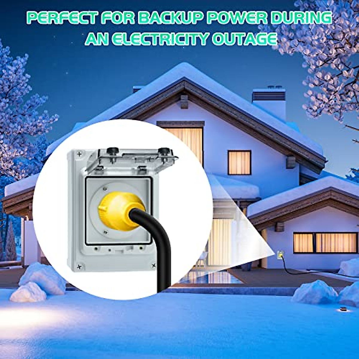 30 Amp Power Inlet Box, Briidea NEMA 3R Generator Inlet Box, NEMA L14-30P, 125/250 Volt, 7500 Watts Generator Transfer Switch, Weatherproof for Outdoor Use, ABS, Gray