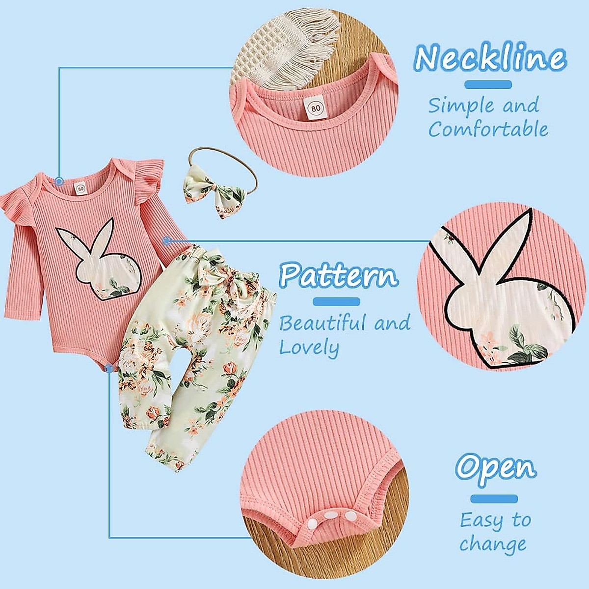 XIFAMNIY Baby Girls My 1st St.Patrick Day/Easter Day Outfit Newborn 4Pcs Pants Set