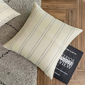 Home Brilliant Large Throw Pillow Covers, Lace Stripes Euro Sham for Outdoor Indoor Garden Patio, Set of 2, 24x24 inch(60cm), Brown