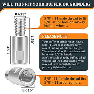 Airway Buff Extender, 2’’ Aluminum Airway Buffing Wheel Extension Shaft for Aluminum Wheel Polishing Kit, Angle Grinder Extension Rod, Buffing Machine Accessories