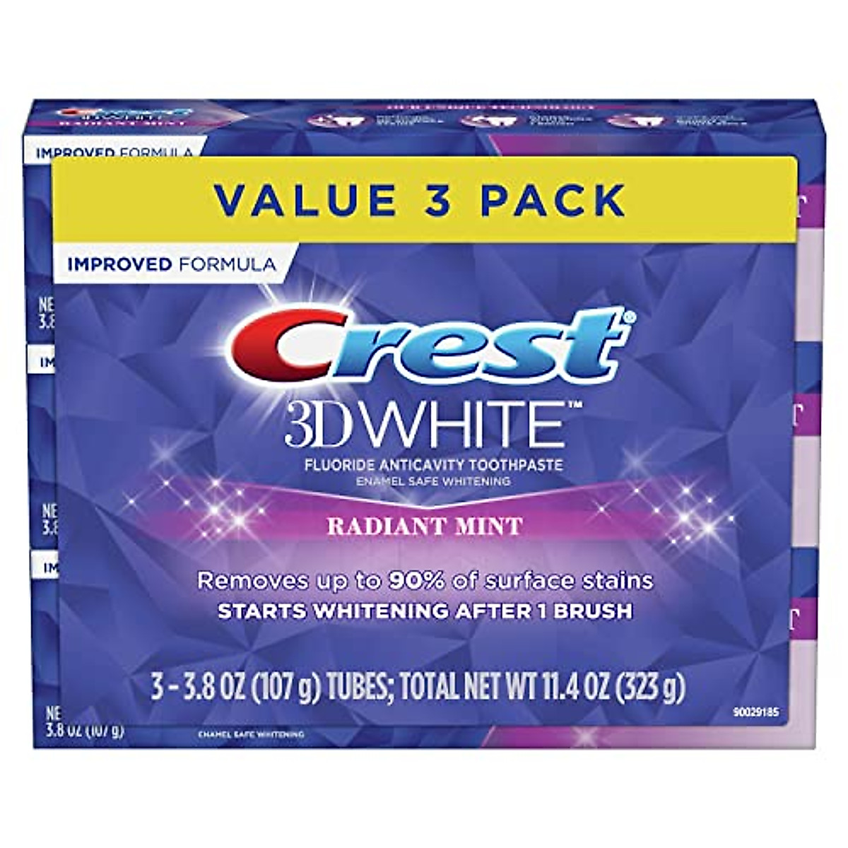 Crest 3D White Toothpaste Radiant Mint, 3.8 Oz (Pack of 3)