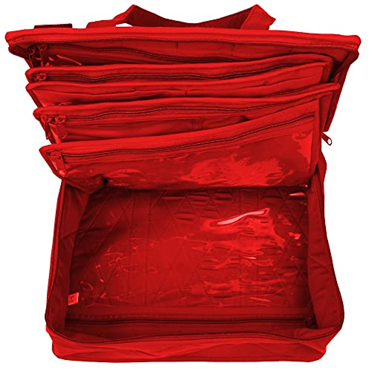 Yazzii Crafter's Companion Organizer Bag with 16 Pockets - Arts & Crafts Storage Tote Organizer - Multipurpose Storage Organizer for Crafts, Sewing & Quilting Notions, & Art Supplies Red