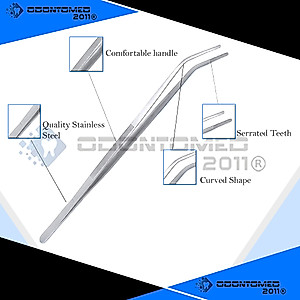 OdontoMed2011 (Huge Jumbo Aquarium Aqua Tweezers) Thumb Dressing Forceps Curved Serrated 18" Long Stainless Steel Tweezers