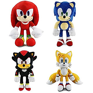 YOOVERSE 12" Sonic Plush Toys,Sonic Stuffed Animals,Knuckles Shadow Tails Plushies Doll Toys Gifts for Boys and Girls (4 Pcs Set)