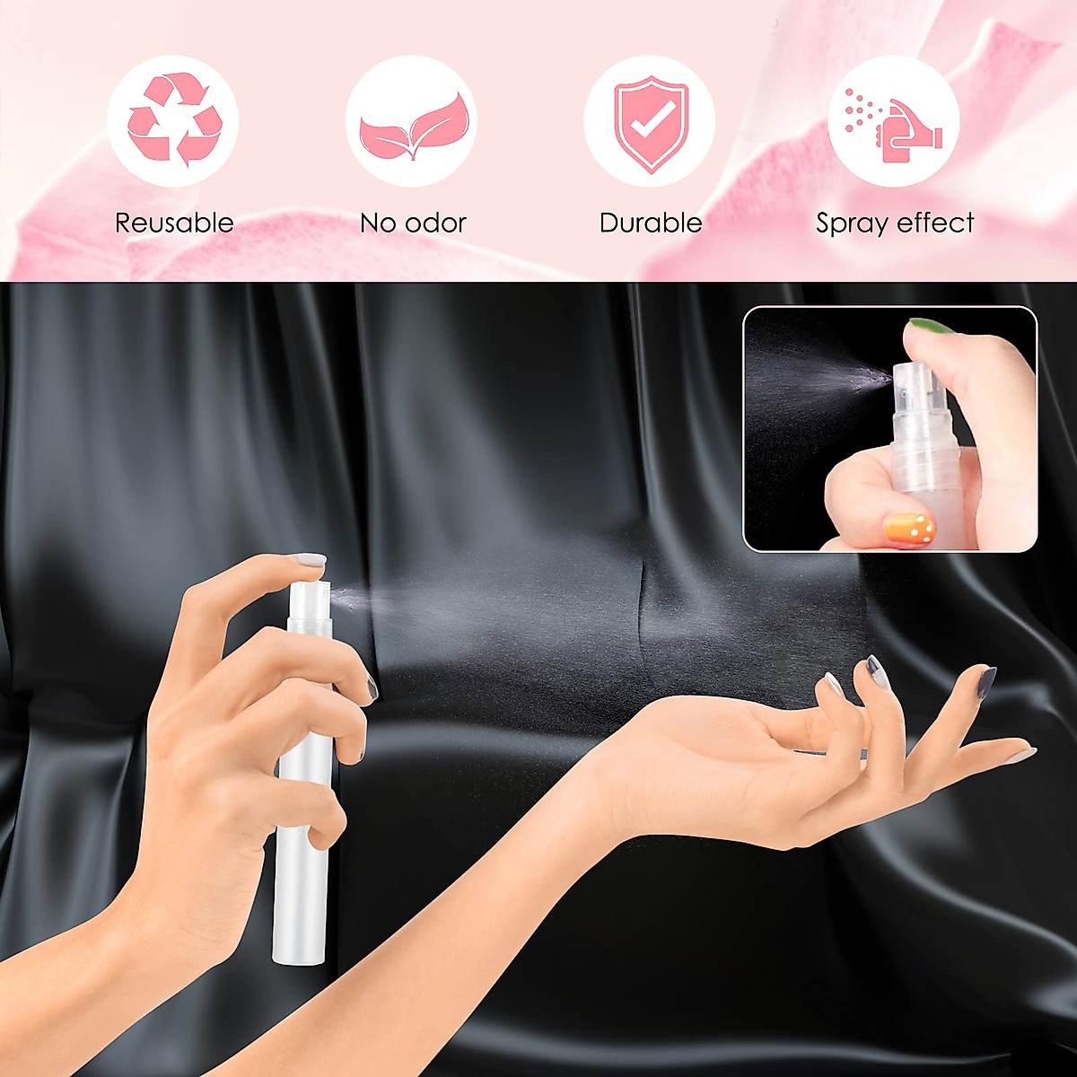 SelfTek 15 Pack Spritzer Bottle, 10ml Mini Portable Mist Empty Spray Bottle Perfume Travel Refillable Spray Bottles with 15 Funnels