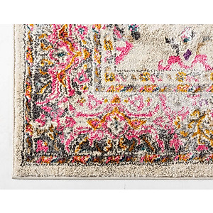 Unique Loom Aurora Collection Over-Dyed, Abstract, Botanical Southwestern, Transitional Area Rug, Rectangular 9' 0" x 12' 0", Beige/Pink