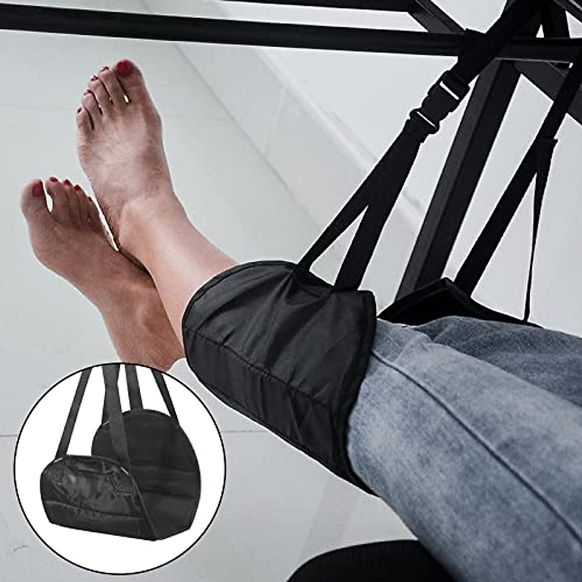 Airplane Footrest, Airplane Travel Foot Rest, Portable Travel Foot Hammock, Airplane Travel Accessories, Adjustable Flying Foot Rest for Airplane Travel, for Long Flight Bus Train Office Home