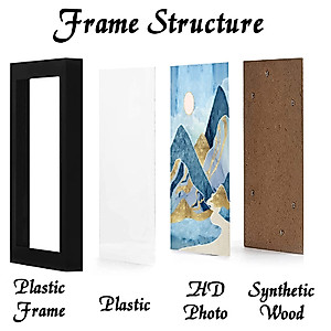 Black Poster Frame, 11x14 Picture Frame for Photo Collage Canvas Display Horizontally or Vertically with Hoops(Size 11 x 14 inches)