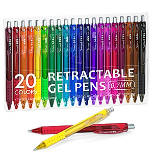 Colored Gel Pens, Shuttle Art 20 Colors Retractable Gel Ink Pens with Grip, Medium Point (0.7mm) Smooth Writing for Adults and Kids Writing Journaling Taking Notes Drawing at School Office Home
