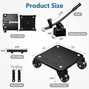 【Upgrade Large】KEDSUM Furniture Dolly with Baffle, 2000LBS Furniture Movers with 4 Wheels, Thickened Steel Panel Heavy Duty Dolly, Easy Sliders Dolly for Moving Appliances, Refrigerators, Sofa, Piano