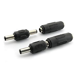 RLECS 2pcs DC 5.5x2.1mm Male to Male Power Plug Connector & 2pcs DC 5.5x2.1mm Female to Female Power Jack Connector Adapter for CCTV