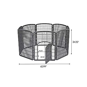 IRIS USA 34" Exercise 8-Panel Pet Playpen with Door, Dog Playpen, for Small, Medium, and Large Dogs, Keep Pets Secure, Easy Assemble, Rust-Free, Heavy-Duty Molded Plastic, Customizable, Gray