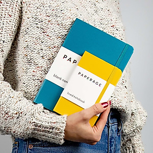 PAPERAGE Lined Pocket Journal Notebook, 2 Pack, (Turquoise), 160 Pages, Small, 3.7 inches x 5.6 inches - 100 gsm Thick Paper, Hardcover