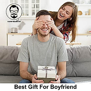 Dadop Beard Bib Kit, Beard Hair Catcher Waterproof Non-Stick for Men Shaving Apron Beard Catcher, with 4 Suction Cups, Nose Hair Scissors, Beard Comb and Portable Pouch, Best Gifts for Husband.