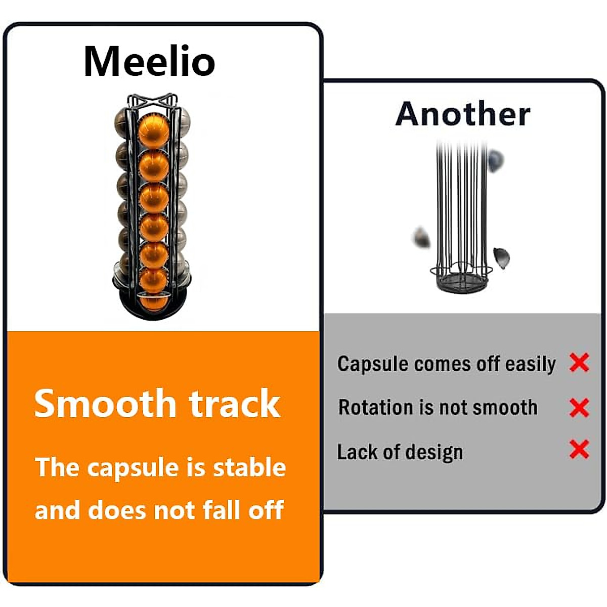 Meelio Nespresso Vertuo Pod Holder Carousel Stand for Nespresso Vertuo, Nespresso Vertuo Pod Organizer with Extra Space for Coffee Mate Silent Rolling (28 Capsules)