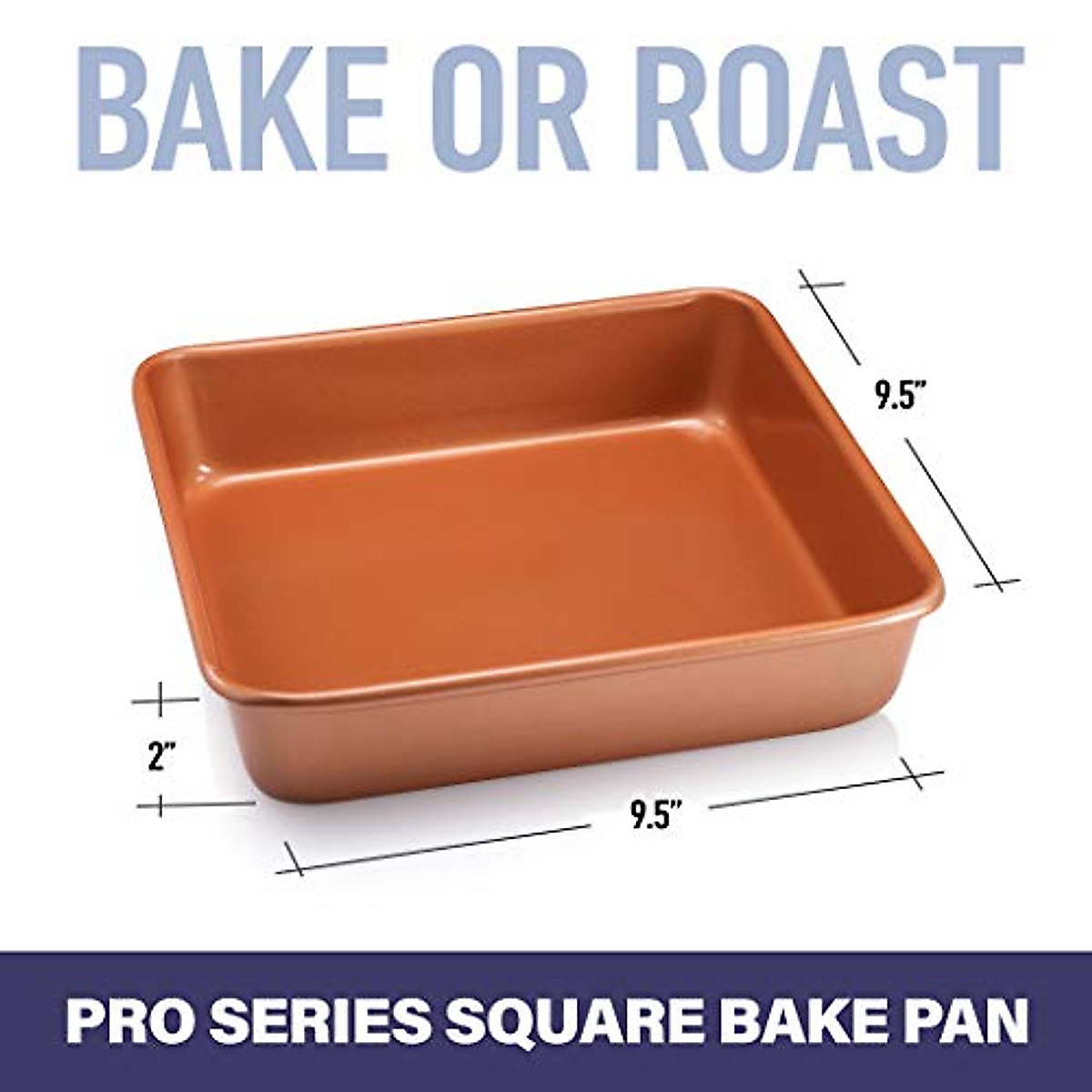 Gotham Steel Ultra Nonstick Square Baking Pan, Dishwasher Safe Square Cake Pan with No Warp & Even Heating Technology, Oven & Metal Utensil Safe, Brownie Pan & Cake Baking Pan – XL 9.5” x 9.5” x 2”