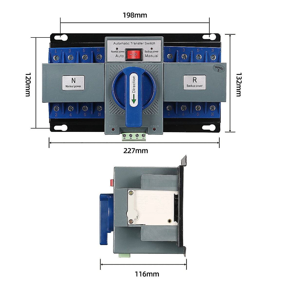 AC110V Mini Dual Power Automatic Transfer Generator Changeover Switch Self Cast Conversion 63A ATS M6 (4P/63A)