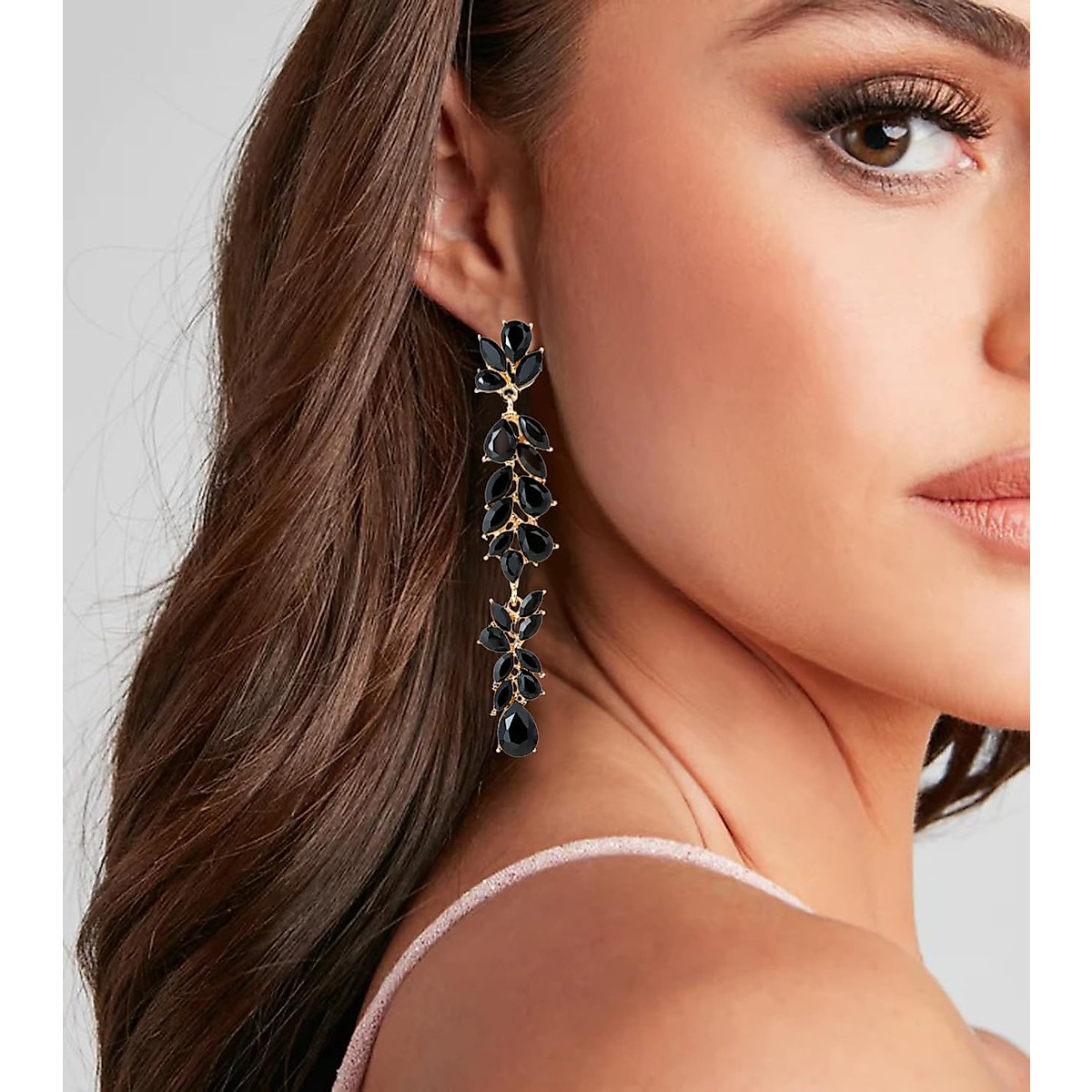 Rhinestone Long Dangle Drop Earrings Sparkly Wedding Earrings for Women Prom Crystal Teardrop Dangling Earrings