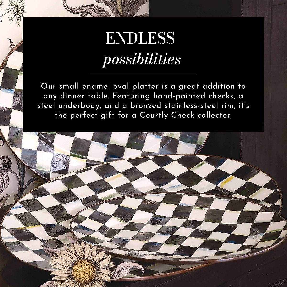 MACKENZIE-CHILDS Courtly Check Enamel Oval Platter - Small