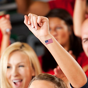 FashionTats American Flag Temporary Tattoos | Pack of 25 | JULY 4th - Labor Day - Memorial Day - Olympics - Soccer | Skin Safe | MADE IN THE USA | Removable