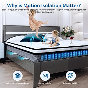 Skyday Full Mattresses, 10 Inch Cooling Full Size Mattresses in A Box, Gel Memory Foam Hybrid Mattress for Motion Isolation, Pressure Relief,Medium Firm, Breathable, CertiPUR-US, 75"x 54"x10"