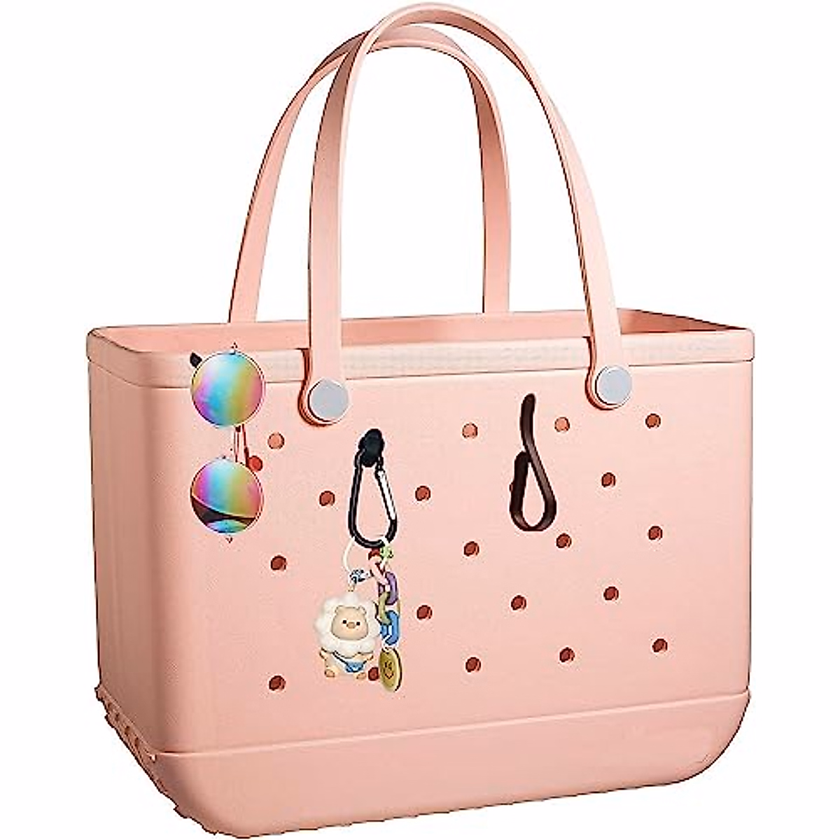 Bogg Bag Carabiner Keys Holder，Hooks Accessories for Bogg Bags，Insert charm Clip Cutie Cup Holder connector key Carabiner for Bogg Beach Bag，Secure & Organize Items in Bogg Bag (Hook+Carabiner, Black)