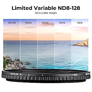 K&F Concept 77mm Variable ND Lens Filter ND8-ND128 (3-7 Stop) Waterproof VND Filter with 28 Multi-Coatings for Camera Lens (Nano-X Series)