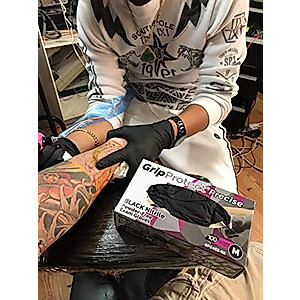 GripProtect® Precise Black Nitrile Exam Gloves | 4 Mil | Chemo-Rated | Food, Home, Hospital, Law Enforcement, Tattoo | (Large, 100)