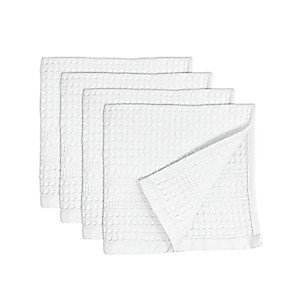 GILDEN TREE Waffle Towel Quick Dry Thin Exfoliating, 4 Pack Washcloths for Face Body, Classic Style (White)