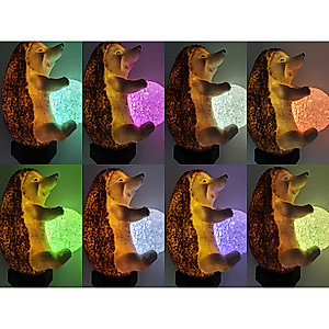 Solar Powered LED Garden Lawn Light,Cute Hedgehog Decor 7-Color-Changing Lights,Waterproof Outdoor Landscape Pathway Lamp for Yard Patio Home