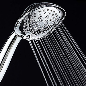AquaDance, Chrome Luxury Square 6-setting High-Pressure Hand Extra-Long 72" Stainless Steel Hose, Bracket, Solid Brass Fittings, Finish. Premium Handheld Shower Head from Top American