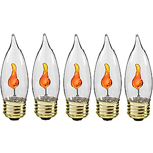 Creative Hobbies® 10J Flicker Flame Light Bulb -Flame Shaped, E26 Standard Base, Flickering Orange Glow - Box of 5 Bulbs
