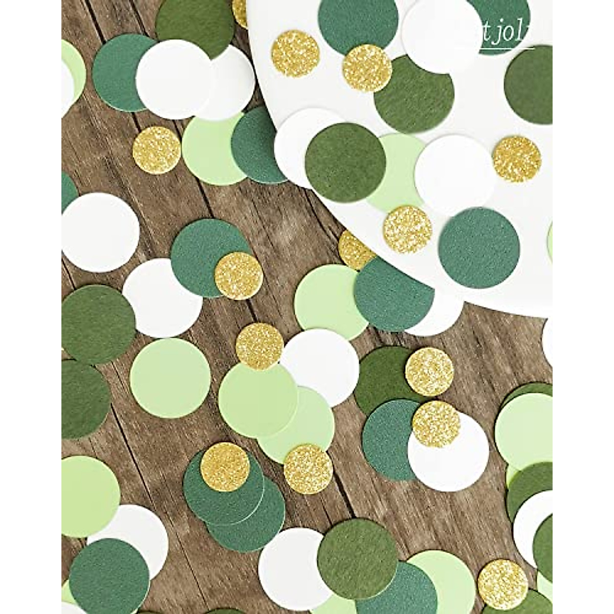 Green Paper Confetti Glitter Golden Greenery Scatter Table Decoration Surprise Craft Supplies Birthday Party Bridal Baby Shower Girls Party Wedding Gift Circle Dots Decor 100 Pcs