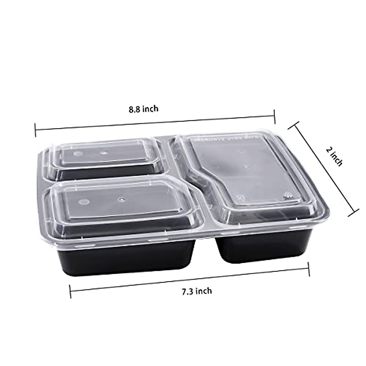 LIYH 48 Pack Meal Prep Containers 32oz 3 Compartment Bento Box Microwave Food Storage Containers Takeout Containers with Lids Containers Stackable Reusable Microwaveable & Dishwasher Safe