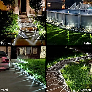 DenicMic Solar Lights Outdoor Pathway Lights 6000K LED Waterproof Acrylic Lamp Head Stainless Steel Stake for Yard Garden Landscape Path Walkway Driveway Patio Lawn (15Pack Cold White)