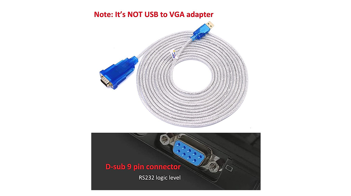 DTech USB to Serial Adapter - FTDI Chip, 1.5 Feet