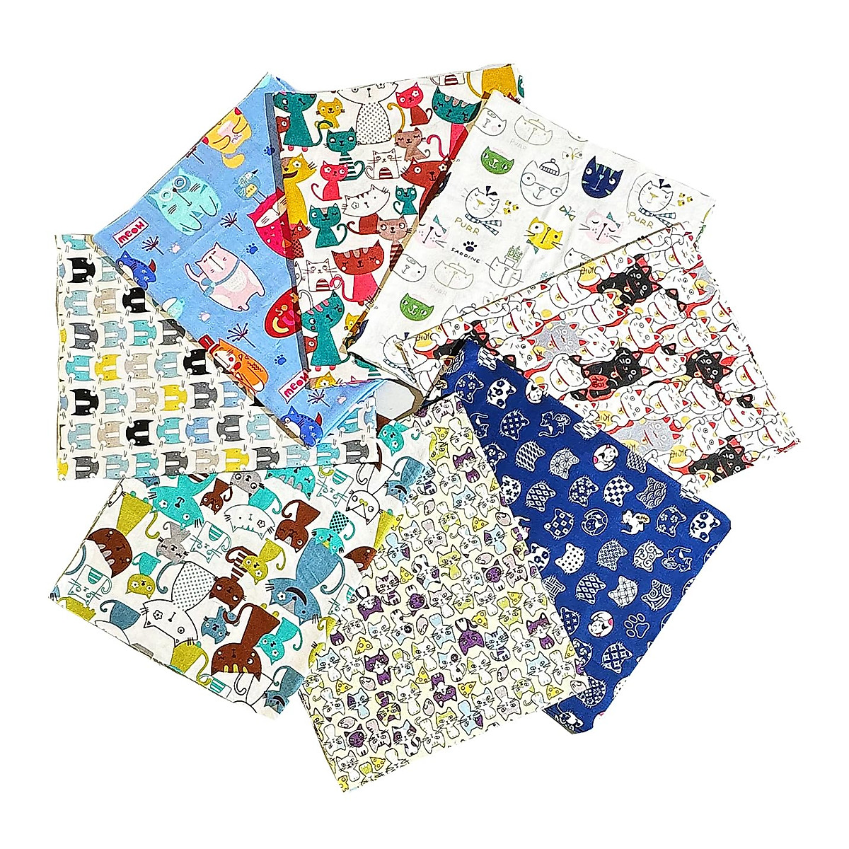 8Pcs Cute Animal Cats Fabirc Fat Quarters Cotton Fabric Bundles,for Quilting,Sewing and DIY Crafts,18 x 22 inches. …