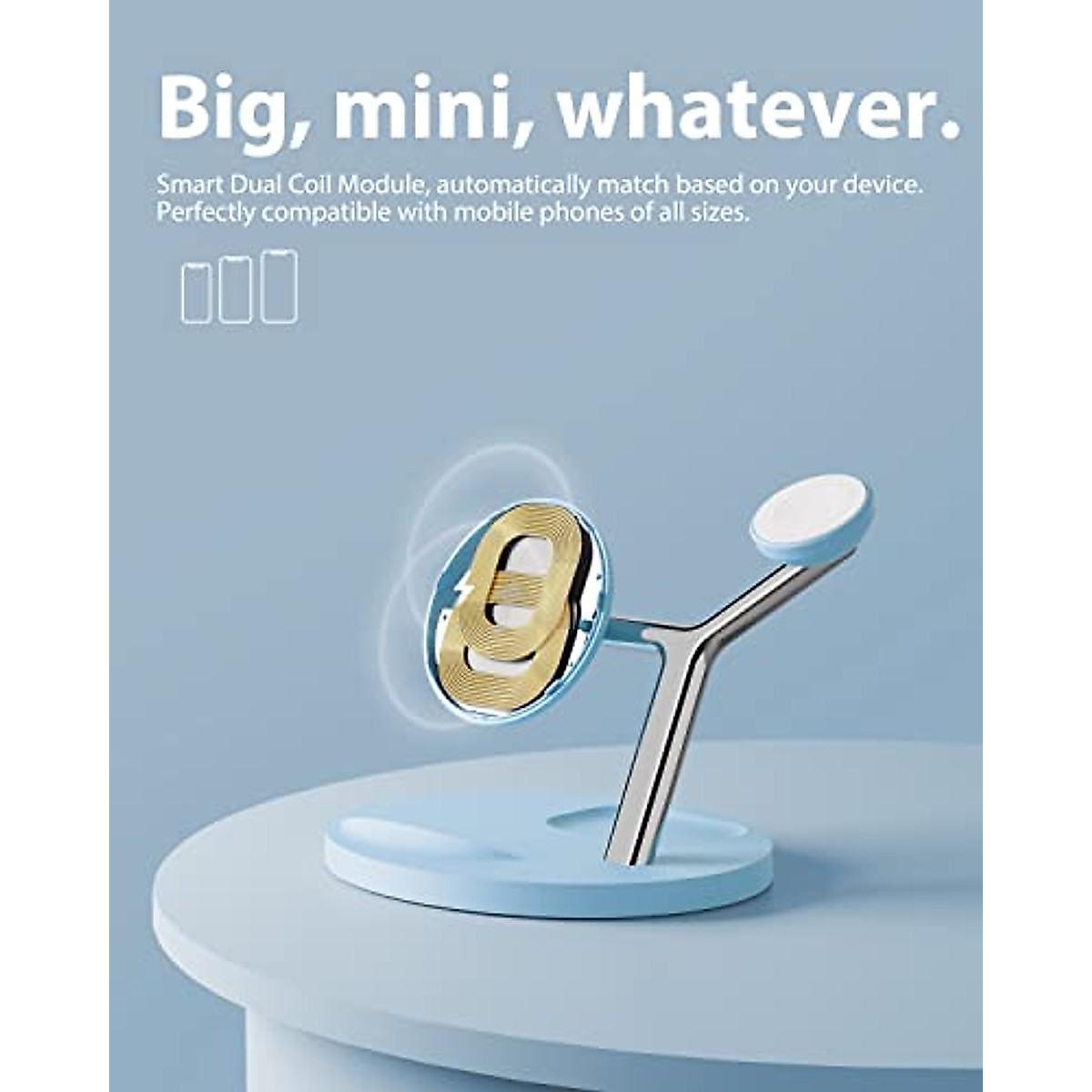 ZECHIN 3-in-1 Charging Station with Apple MFi Certification, Wireless Charging Station for iPhone 13, 12, Pro, Pro Max, Mini, AppleWatch and AirPods, Wireless Chargers Support Fast Charging