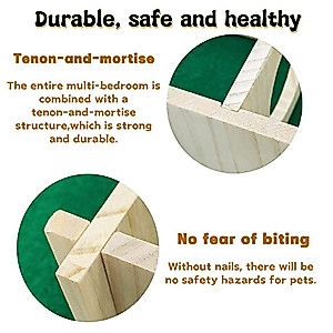 kathson Hamster Wooden Maze Multi-Room Hideouts & Tunnel Exploring Rat Wood House Labyrinth with Removable Wooden Cover for Syrian Gerbils Lemmings Dwarf Mice (Medium （Rectangle）)