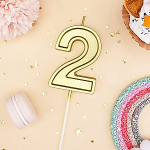 PHD CAKE 2.76 Inch Luxe Gold 2 Number Birthday Candles, Gold Number Candles, Cake Number Candles, Party Celebration