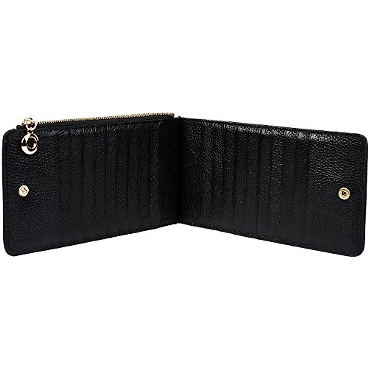 YALUXE Women's RFID Blocking Genuine Leather Multi Card Organizer Wallet with Zipper Pocket RFID Blocking Black