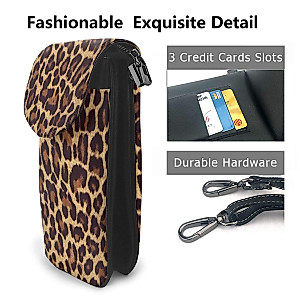 YongColer Fashion Small Cellphone Crossbody Shoulder Bag Leopard Print Cell Phone Purse Wallet Lightweight Roomy Pockets Smartphone Bag For Women Girls Teens
