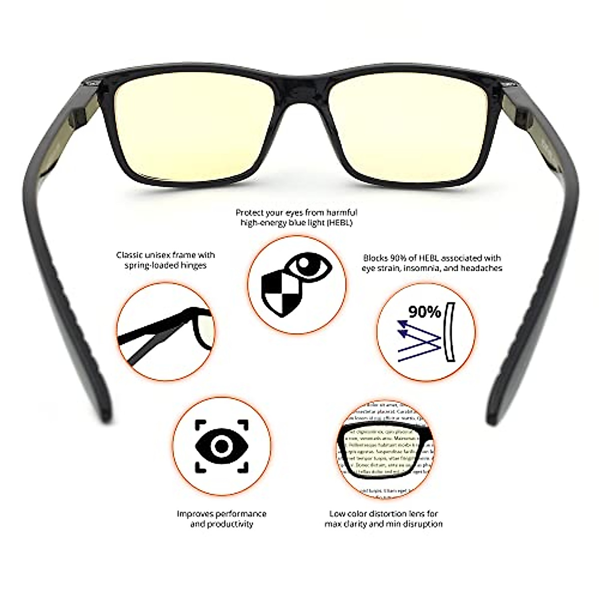 J+S Vision Blue Light Shield Computer Reading/Gaming Glasses - 0.0 Magnification - Anti Blue Light 100% UV Protection Low Color Distortion, Classic Black Frame - Essential Gaming Gear