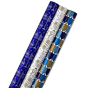 Hallmark Tree of Life (3 Gift Rolls) wrapping paper, Hanukkah Tri-Pack, 5JXW1734
