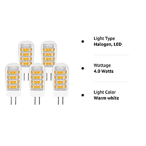 GY6.35 G6.35 AC/DC12V LED Bulb 4W Equivalent to 35-40W GY6.35 Halogen T4 JC Type Bi-pin Base Warm White 2700K, Non-dimmable, Pack of 5