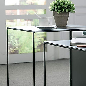 Articles for daily use Nesting Coffee Table, Industrial Stacking end Table, Modern Bedroom Table 2 Piece Set, Sturdy Metal Legs Modern Furniture, Vintage Accent Table