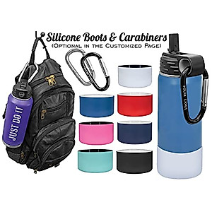 Polar Camel Personalized Water Bottles 32oz with Flip-Top Lid and Straw, Customized Vacuum Insulated Flask, Stainless Steel Sports Double Wall Thermos, Your Logo Name and Text Engraved in USA(Coral)