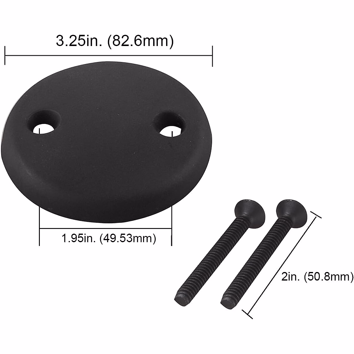 QLXAQLX Tip Toe Bathtub Drain Trim Kit,Two Hole Overflow Plate With Two Matching Screws,Replacement Bath Drain Trim Kit And Universal Fine/Coarse Thread Easy To Install(Matte Black)
